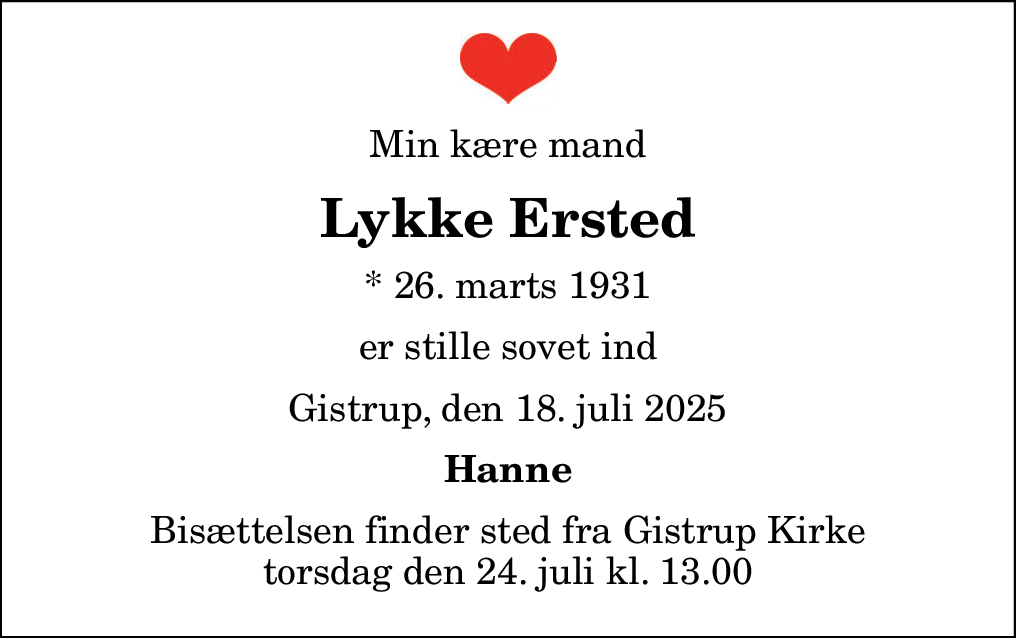Dødsannonce for Lykke Ersted | Nordjyske.dk