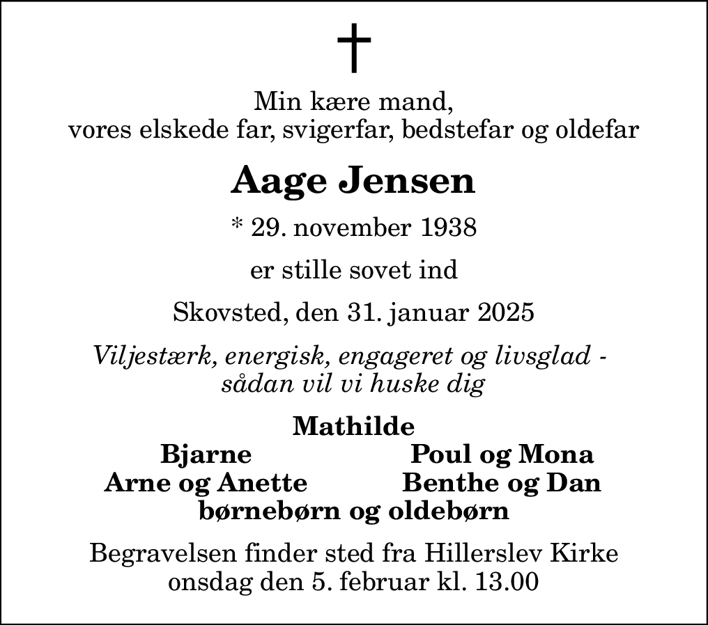 Dødsannonce for Aage Jensen | Nordjyske.dk