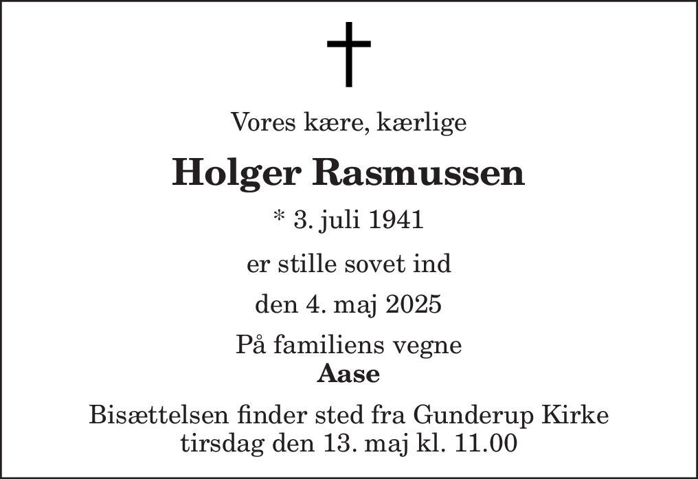 Dødsannonce for Holger Rasmussen | Nordjyske.dk