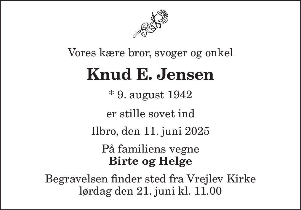 Dødsannonce for Knud E. Jensen | Nordjyske.dk