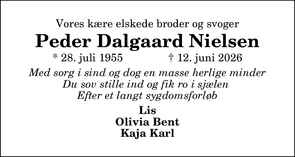 Dødsannonce for Peder Dalgaard Nielsen | Nordjyske.dk