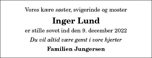 Dødsannonce for Inger Lund | Nordjyske.dk
