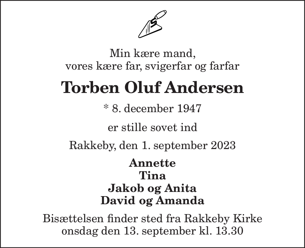 Dødsannonce for Torben Oluf Andersen | Nordjyske.dk