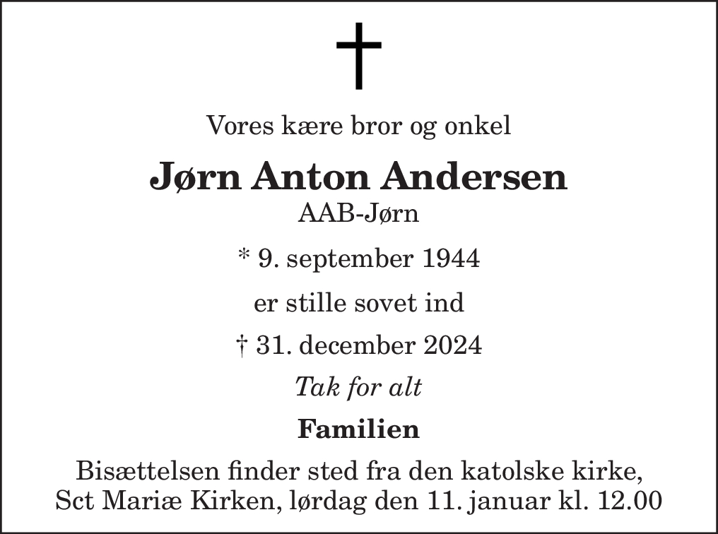 Dødsannonce for Jørn Anton Andersen | Nordjyske.dk