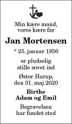Dødsannonce for Jan Mortensen | Nordjyske.dk
