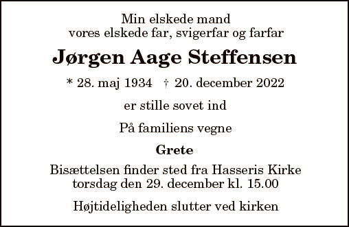 Dødsannonce for Jørgen Aage Steffensen | Nordjyske.dk