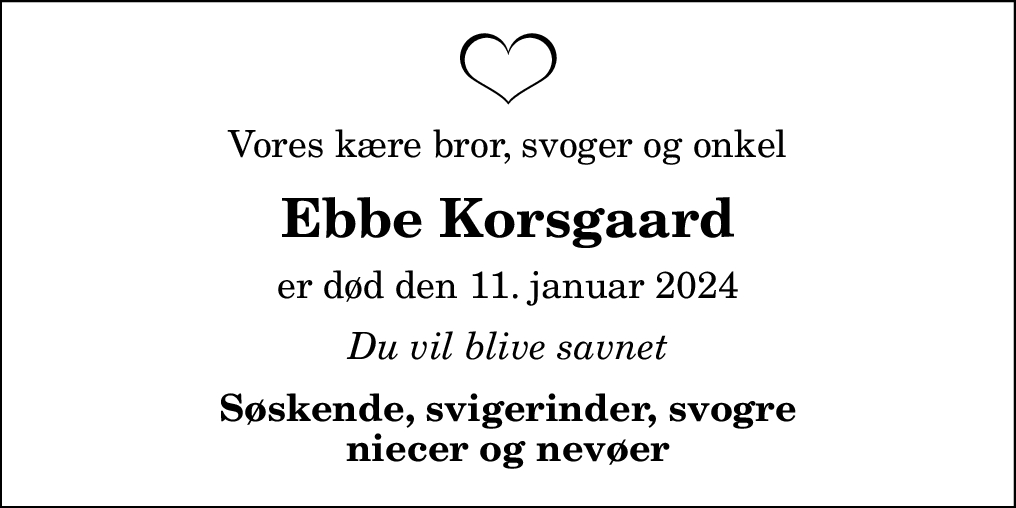 Dødsannonce for Ebbe Korsgaard | Nordjyske.dk