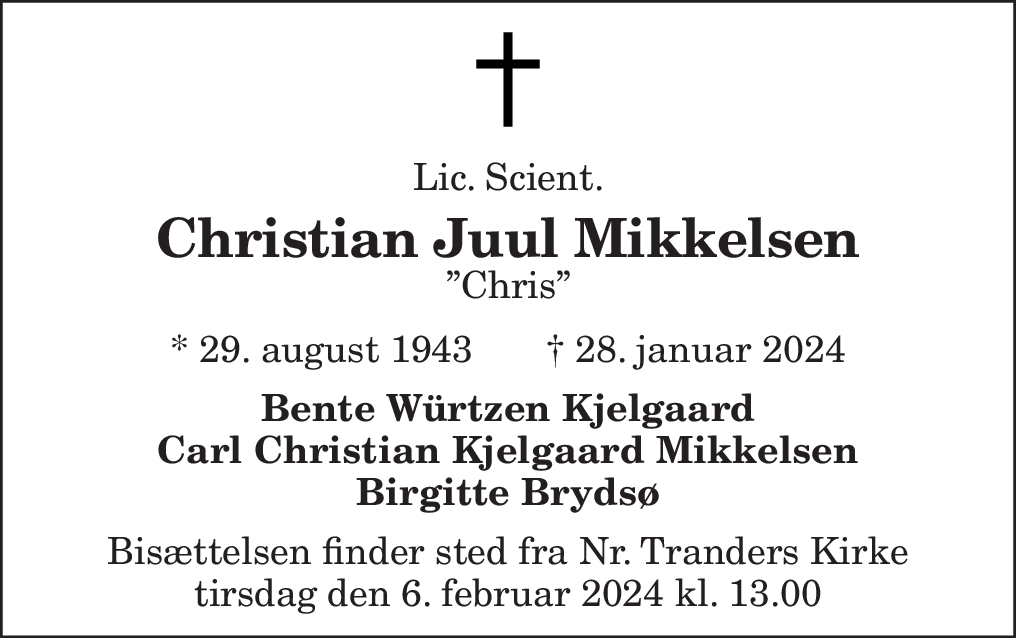 Dødsannonce for Christian Juul Mikkelsen | Nordjyske.dk