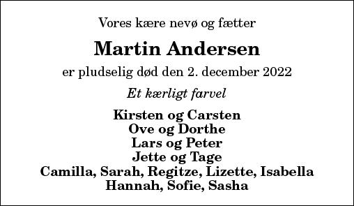 Dødsannonce for Martin Andersen | Nordjyske.dk