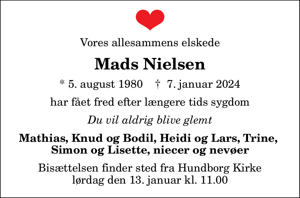 Dødsannonce for Mads Nielsen | Nordjyske.dk