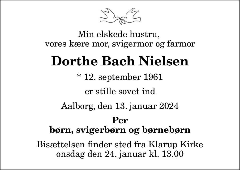 Dødsannonce for Dorthe Nielsen | Nordjyske.dk