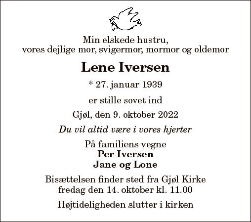 Dødsannonce for Lene Iversen | Nordjyske.dk