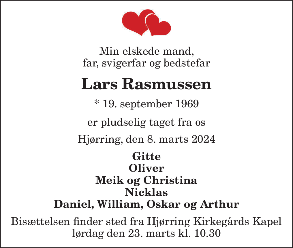 Dødsannonce for Lars Rasmussen | Nordjyske.dk
