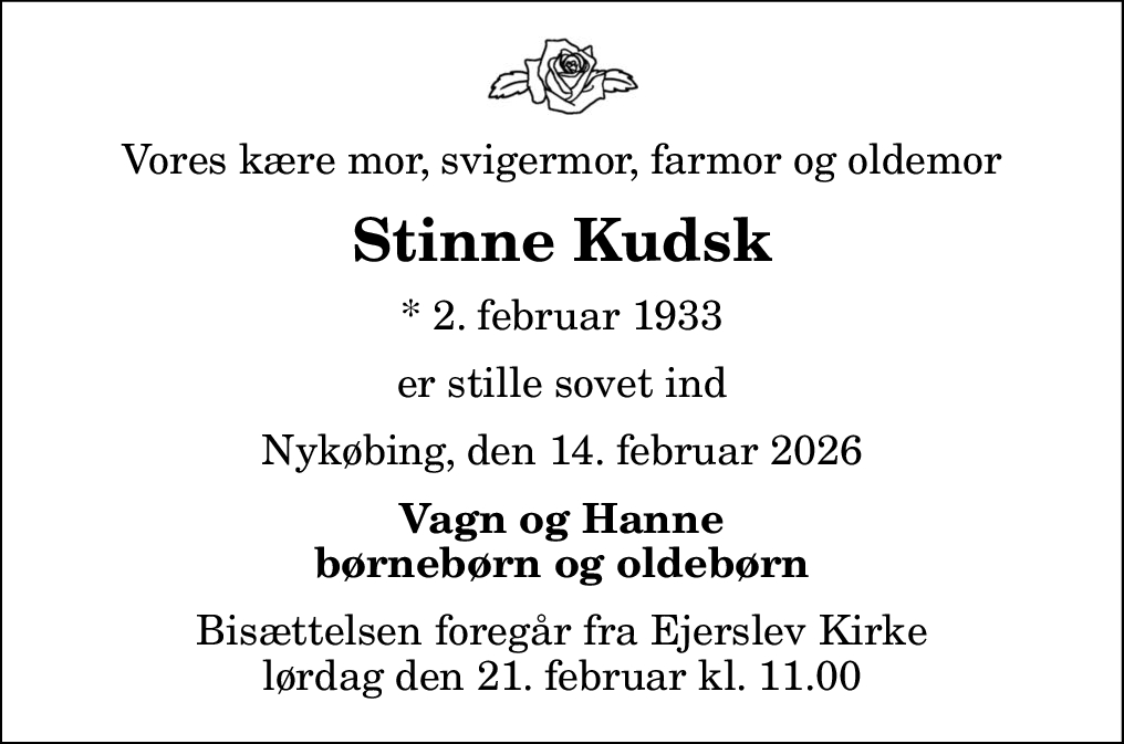 Dødsannonce for Kristine Kibsgaard Kudsk | Nordjyske.dk