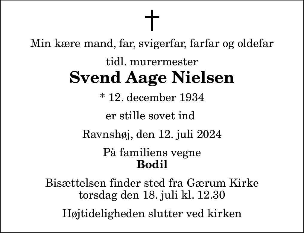 Dødsannonce for Svend Aage Nielsen | Nordjyske.dk