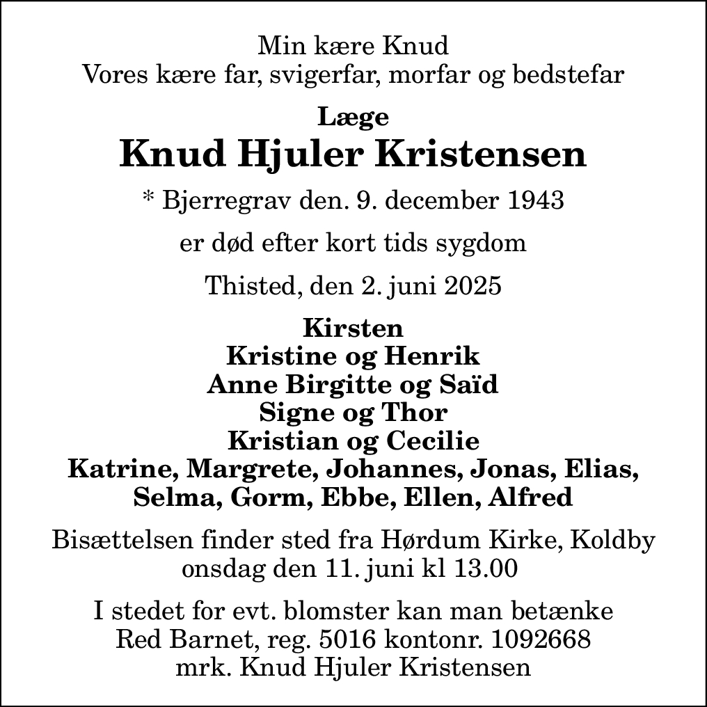Dødsannonce for Knud Hjuler Kristensen | Nordjyske.dk