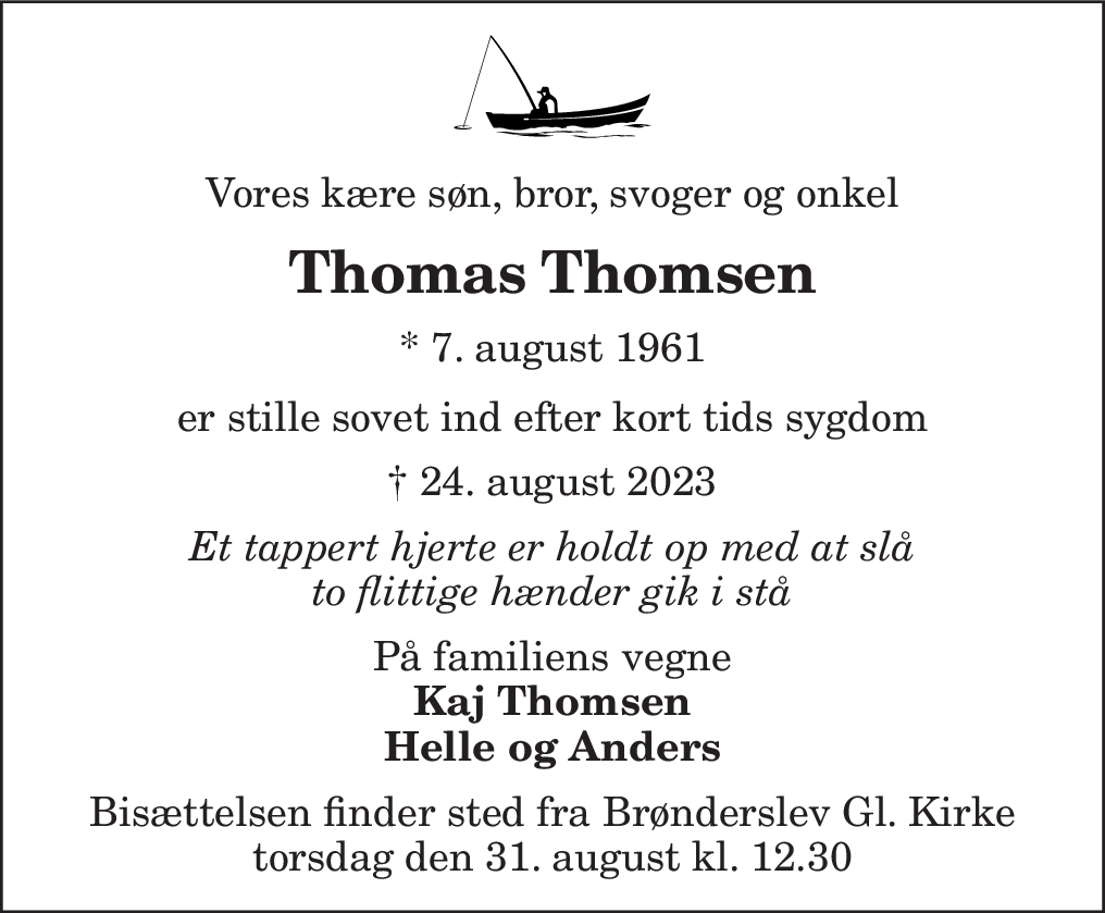 Dødsannonce for Thomas Thomsen | Nordjyske.dk
