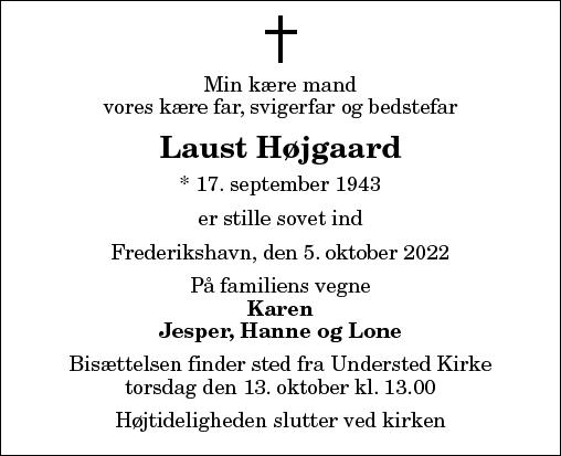 Dødsannonce for Laust Højgaard | Nordjyske.dk