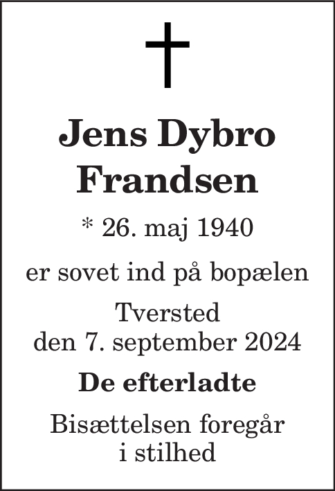 Dødsannonce for Jens Dybro Frandsen | Nordjyske.dk