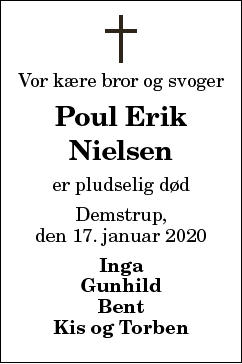 Dødsannonce for Poul Erik Nielsen | Nordjyske.dk