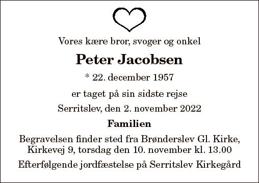 Dødsannonce for Peter Jacobsen | Nordjyske.dk