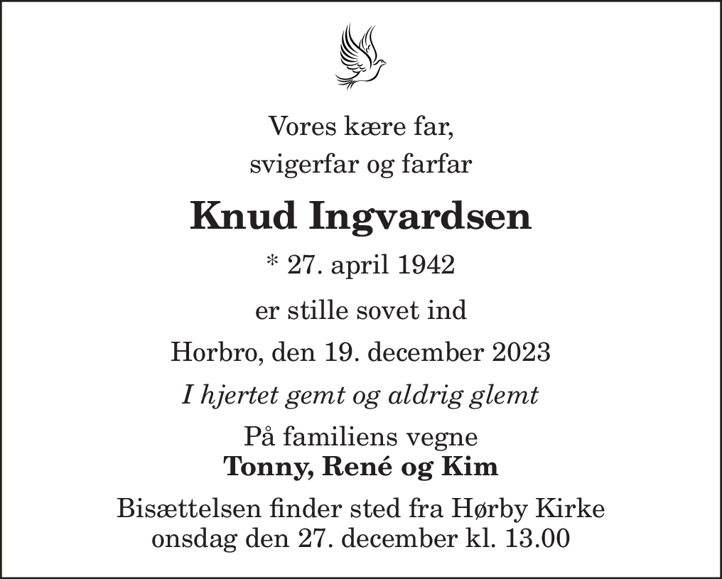 Dødsannonce for Knud Ingvardsen | Nordjyske.dk