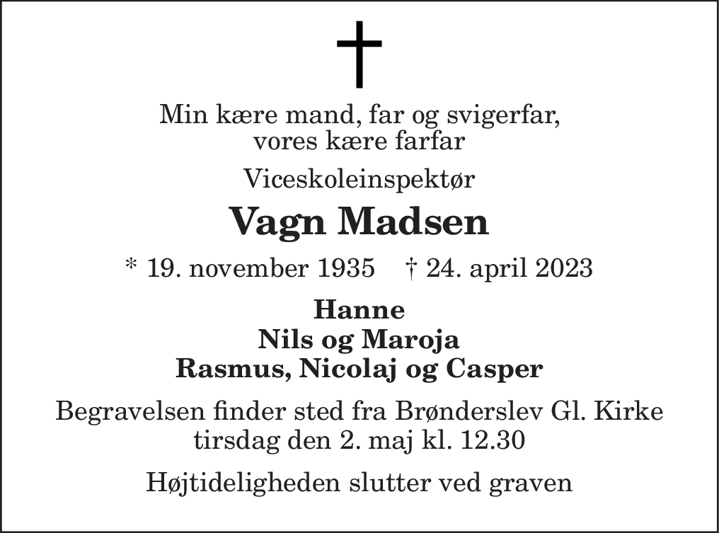 Dødsannonce for Vagn Madsen | Nordjyske.dk