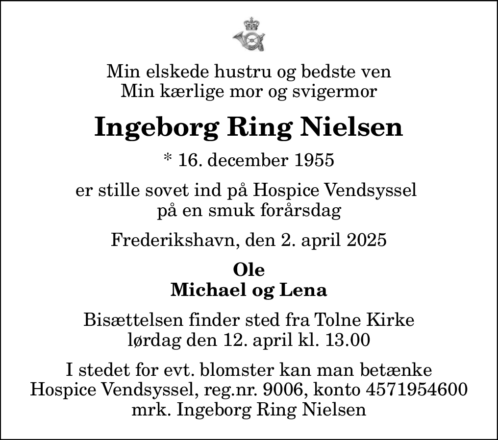 Dødsannonce for Ingeborg Ring Nielsen | Nordjyske.dk