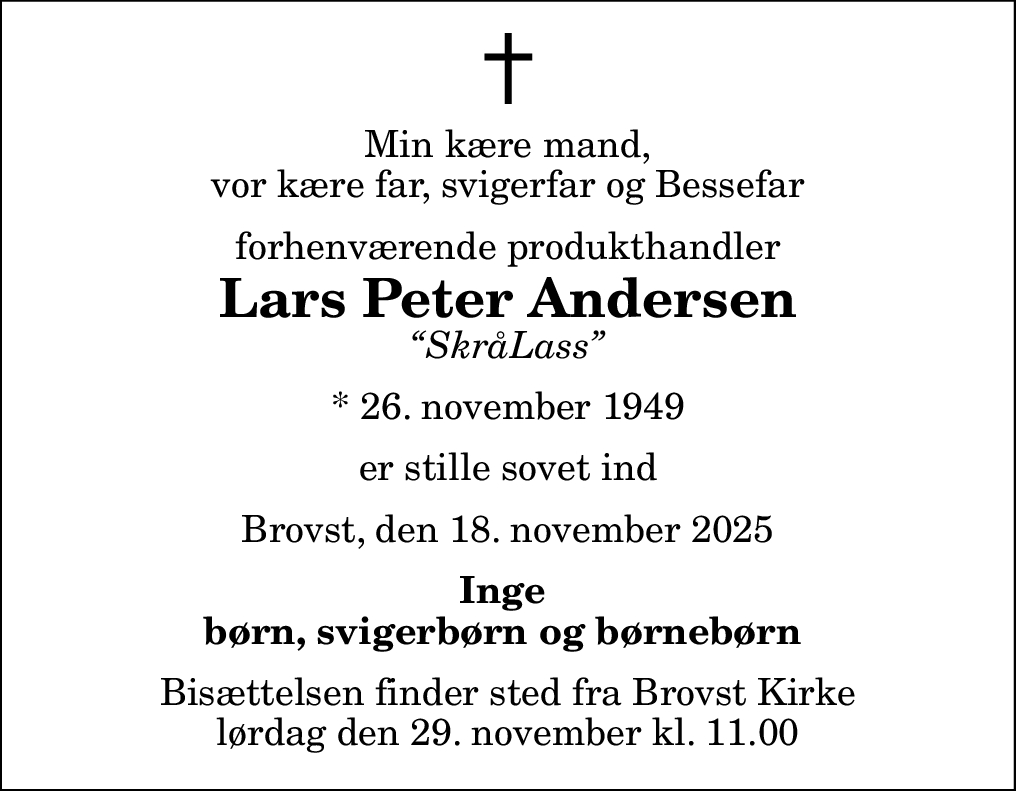 Dødsannonce for Lars Peter Andersen | Nordjyske.dk