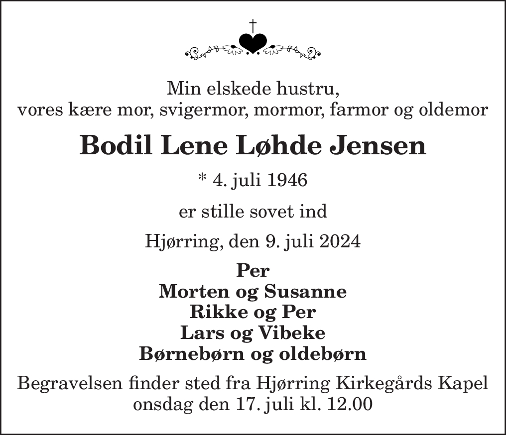 Dødsannonce for Bodil Lene Løhde Jensen | Nordjyske.dk