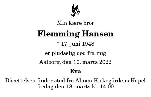 Dødsannonce for Flemming Hansen | Nordjyske.dk