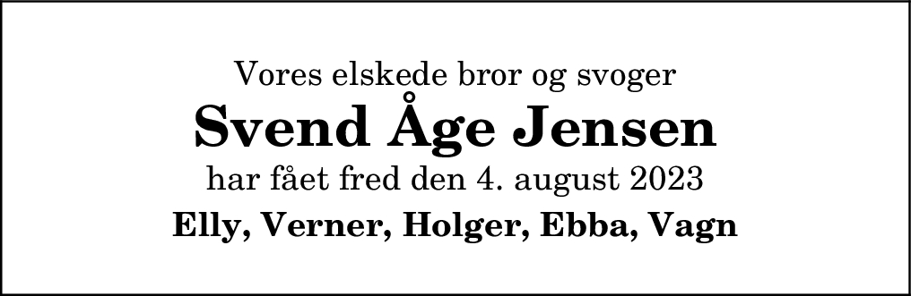 Dødsannonce for Svend Åge Jensen | Nordjyske.dk