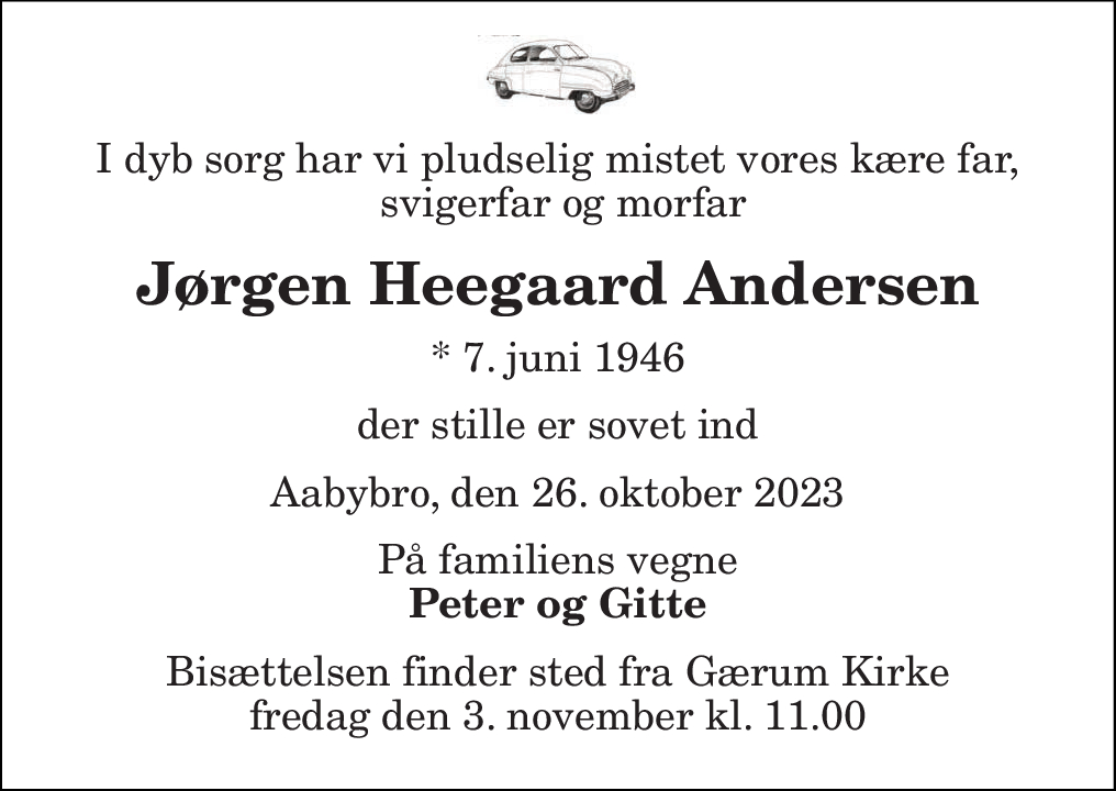 Dødsannonce for Jørgen Heegaard Andersen | Nordjyske.dk