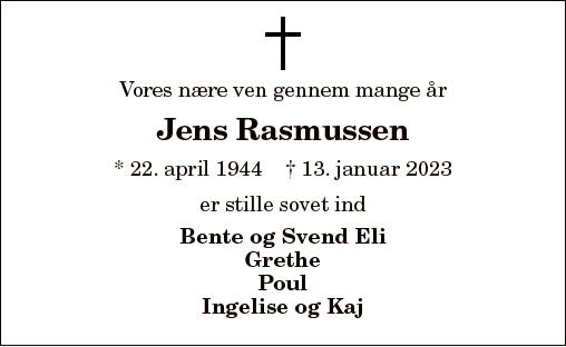 Dødsannonce for Jens Rasmussen | Nordjyske.dk