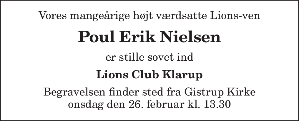 Dødsannonce for Poul Erik Nielsen | Nordjyske.dk