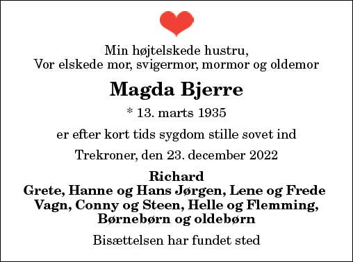 Dødsannonce for Magda Bjerre | Nordjyske.dk