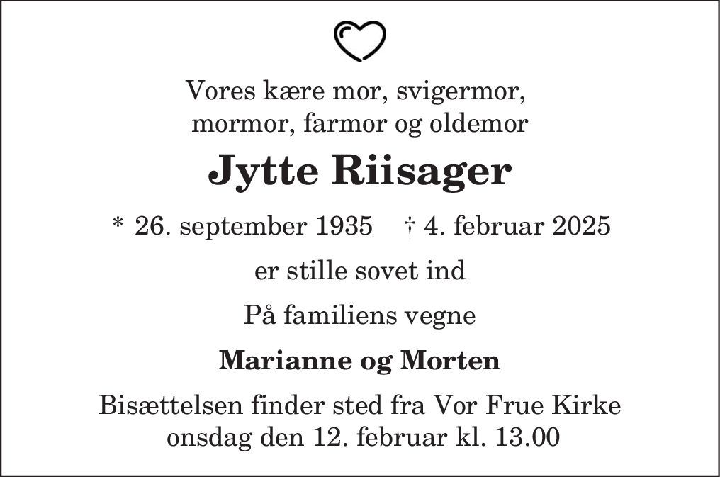 Dødsannonce for Jytte Riisager | Nordjyske.dk