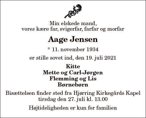 Dødsannonce for Aage Jensen | Nordjyske.dk