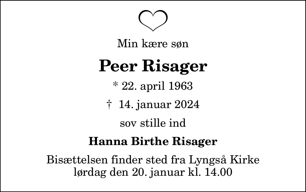 Dødsannonce for Peer Risager | Nordjyske.dk