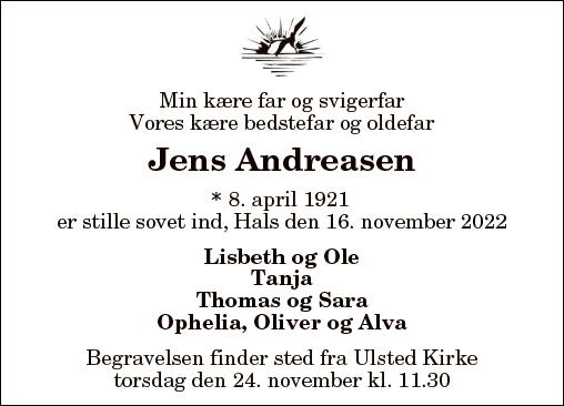 Dødsannonce for Jens Andreasen | Nordjyske.dk
