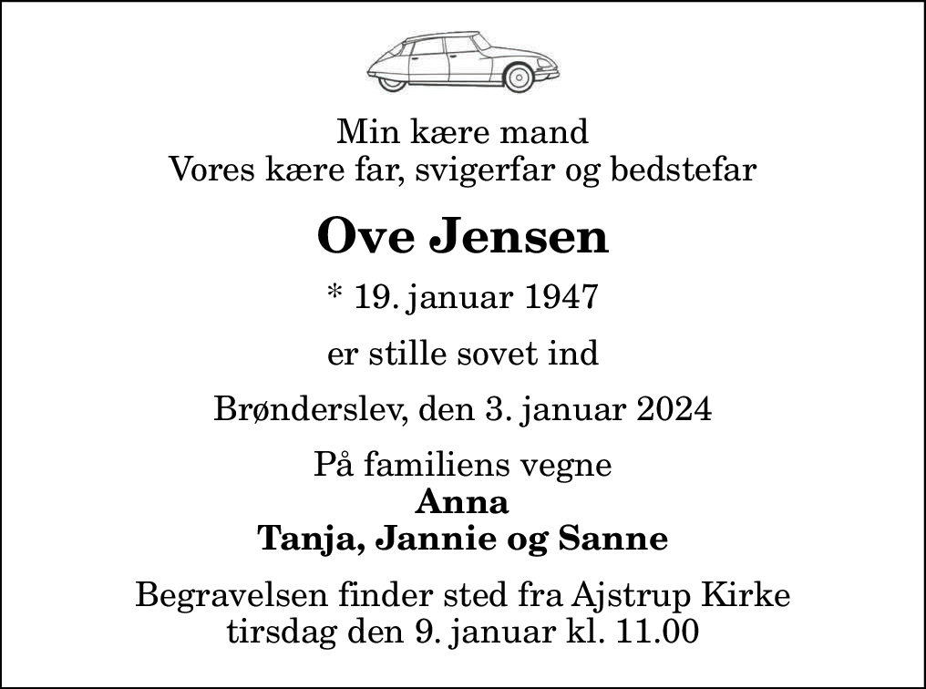 Dødsannonce for Ove Jensen | Nordjyske.dk