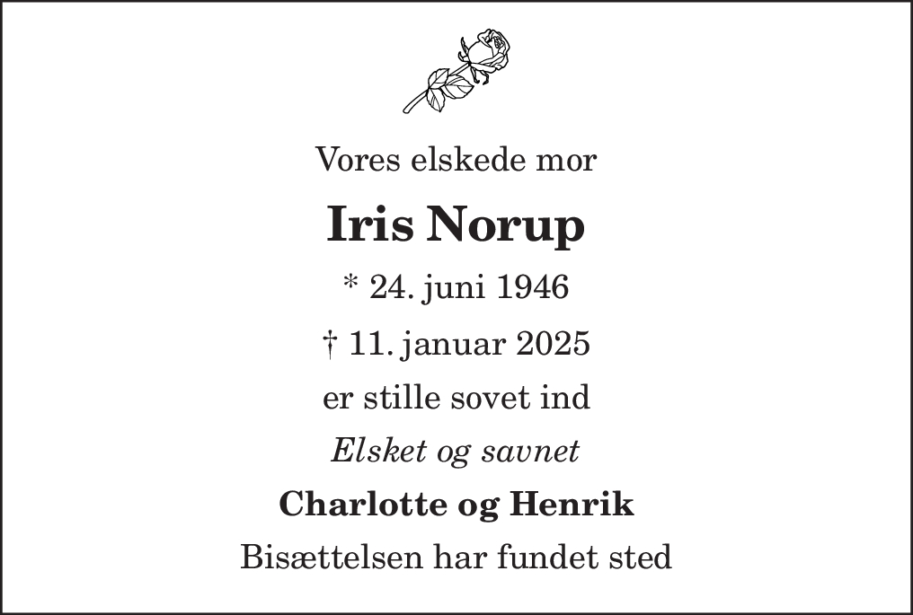 Dødsannonce for Iris Norup | Nordjyske.dk