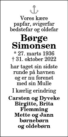 Dødsannonce for Børge Simonsen | Nordjyske.dk