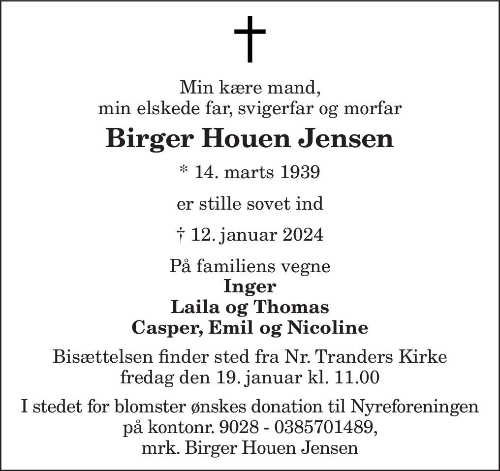 Dødsannonce for Birger Houen Jensen | Nordjyske.dk