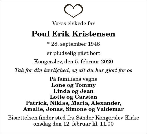 Dødsannonce for Poul Erik Kristensen | Nordjyske.dk