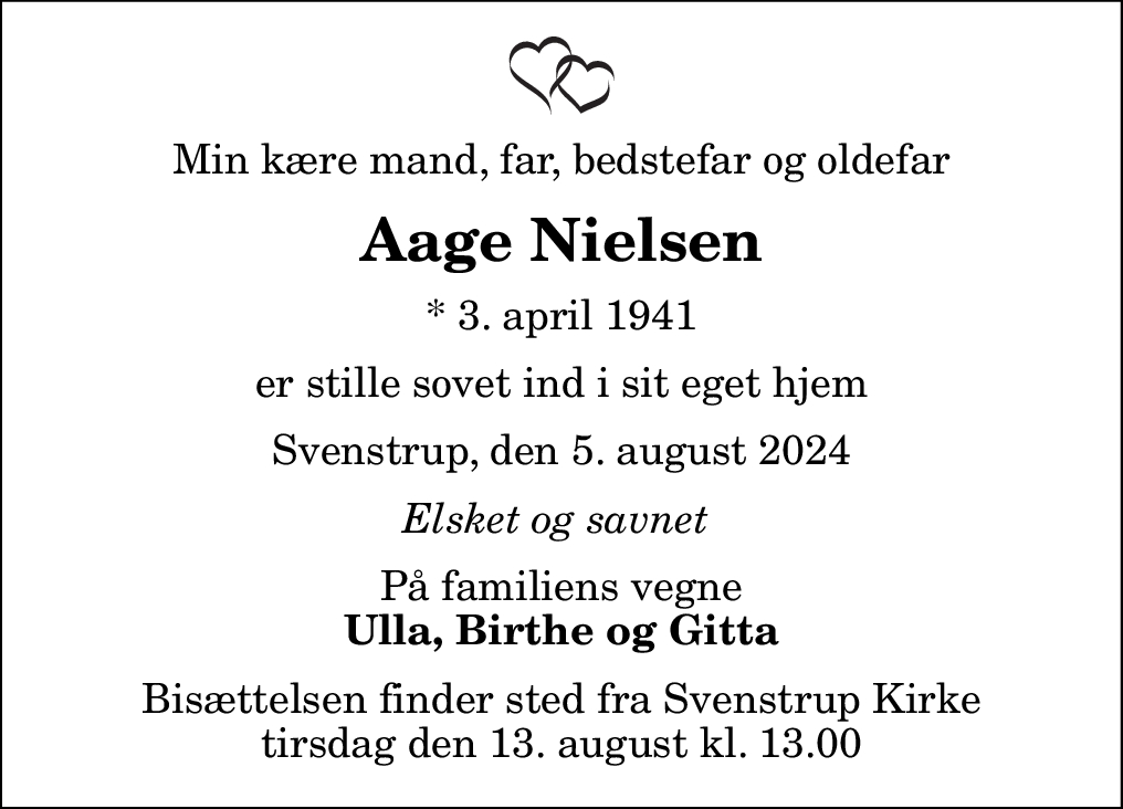 Dødsannonce for Aage Nielsen | Nordjyske.dk