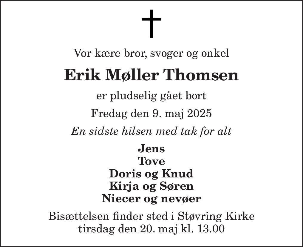 Dødsannonce for Erik Møller Thomsen | Nordjyske.dk