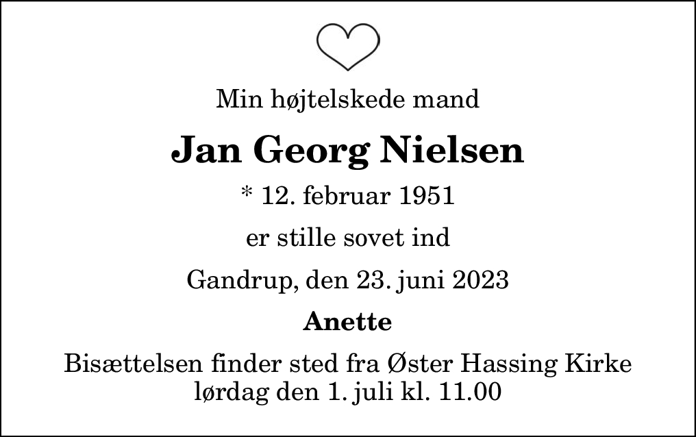 Dødsannonce for Jan Georg Nielsen | Nordjyske.dk