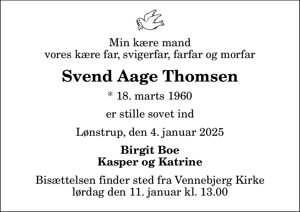 Dødsannonce for Svend Aage Thomsen | Nordjyske.dk