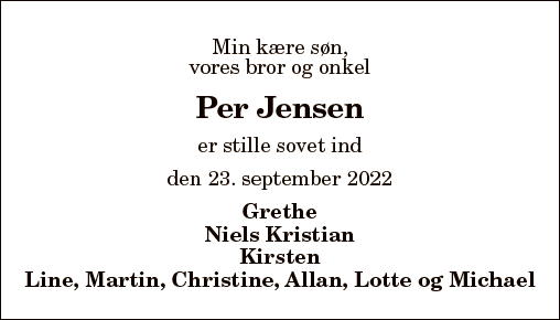 Dødsannonce for Per Jensen | Nordjyske.dk